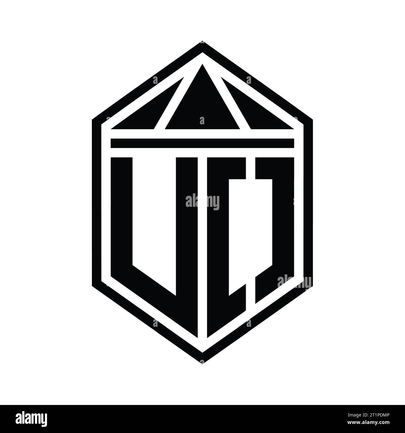UO Letter Logo monogram simple hexagon shield shape with triangle crown isolated style design ...