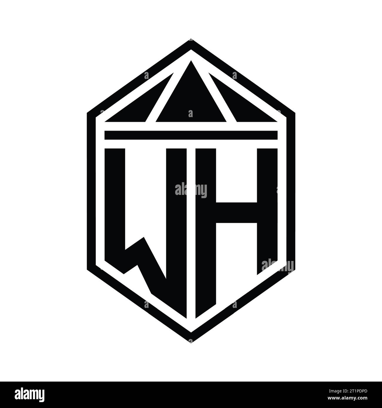 WH Letter Logo monogram simple hexagon shield shape with triangle crown ... WH Letter Logo monogram simple hexagon shield shape with triangle crown ...