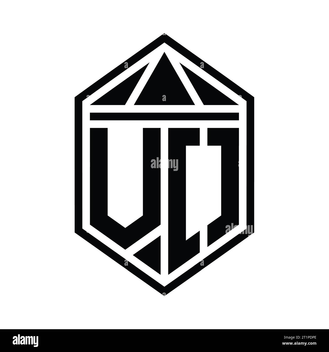 VO Letter Logo monogram simple hexagon shield shape with triangle crown isolated style design ...