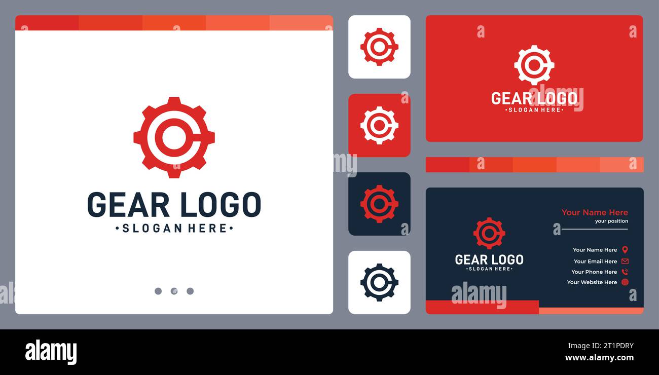 abstract gear logo concept and the initial letter C shape. icons for ...