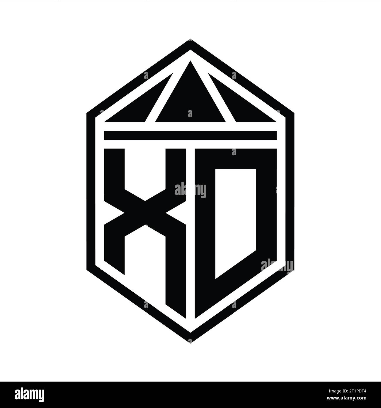 XD Letter Logo monogram simple hexagon shield shape with triangle crown isolated style design ...
