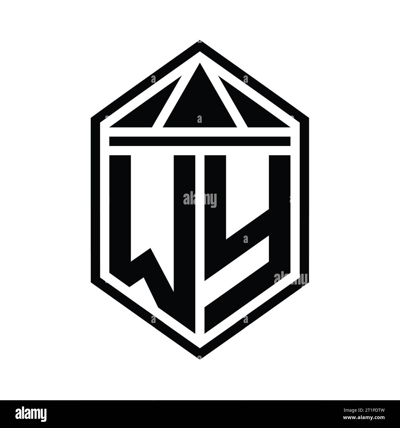 WY Letter Logo monogram simple hexagon shield shape with triangle crown ...