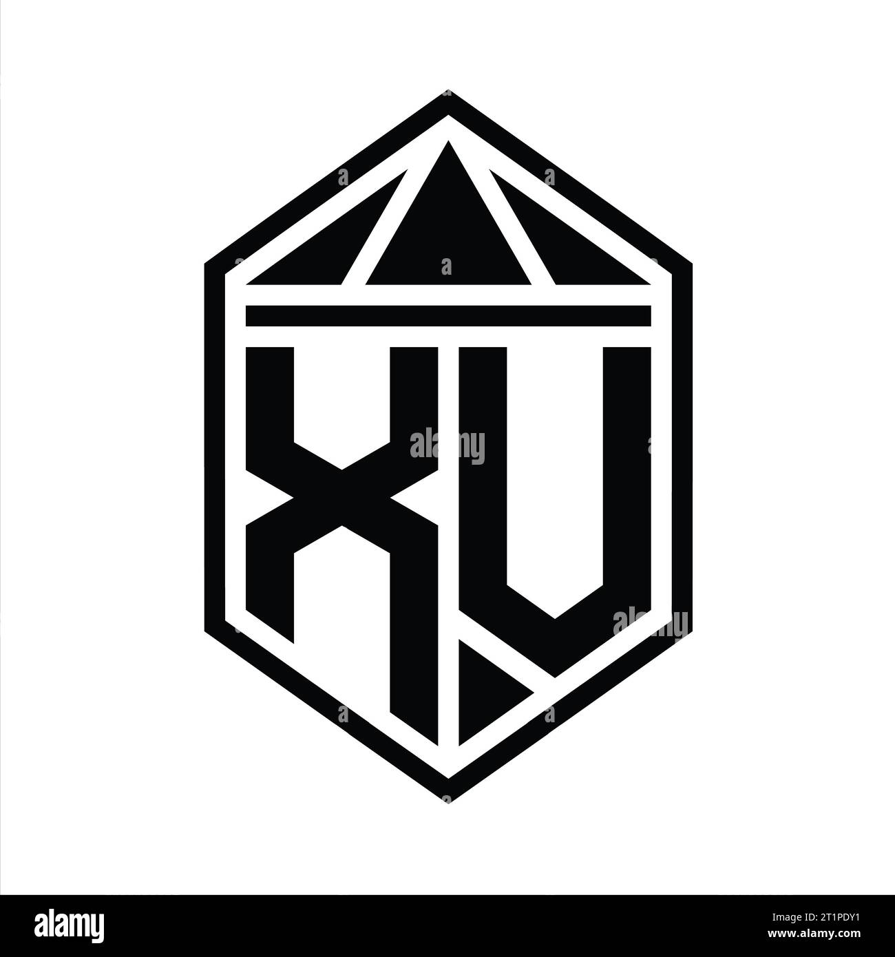 XV Letter Logo monogram simple hexagon shield shape with triangle crown ...