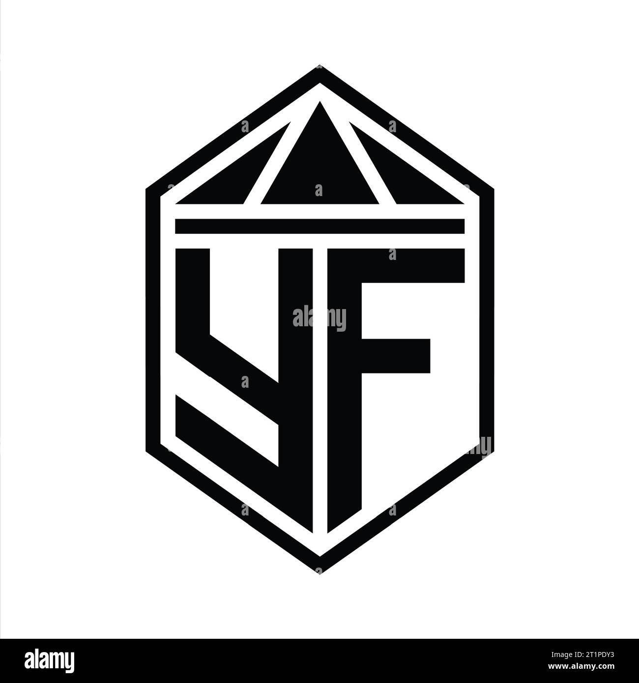 YF Letter Logo monogram simple hexagon shield shape with triangle crown ...