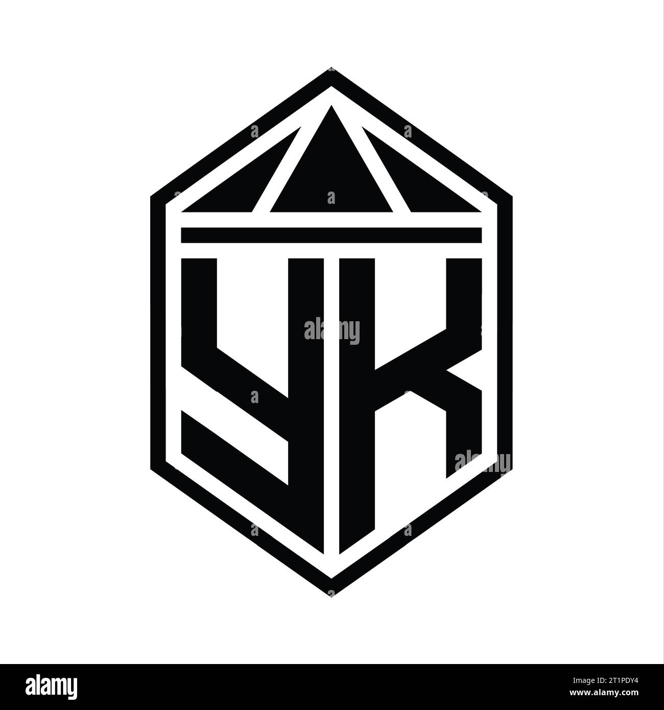 YK Letter Logo monogram simple hexagon shield shape with triangle crown isolated style design ...