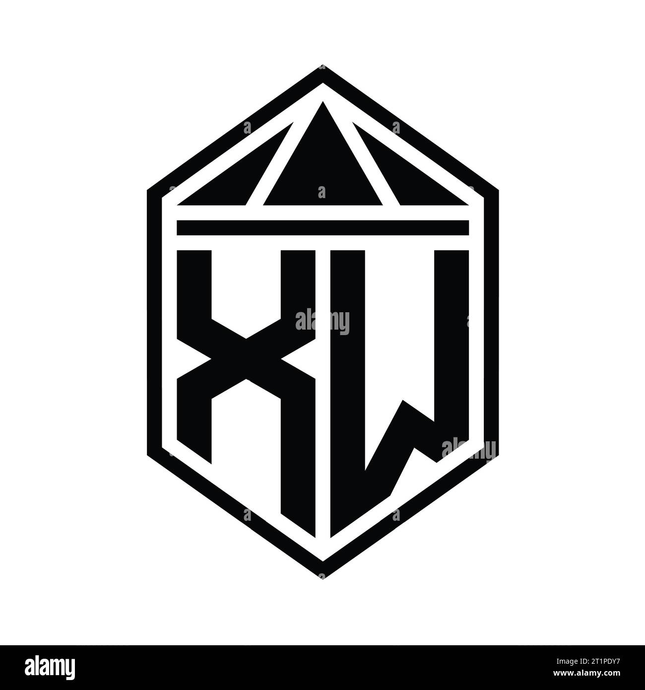 XW Letter Logo monogram simple hexagon shield shape with triangle crown ... XW Letter Logo monogram simple hexagon shield shape with triangle crown ...