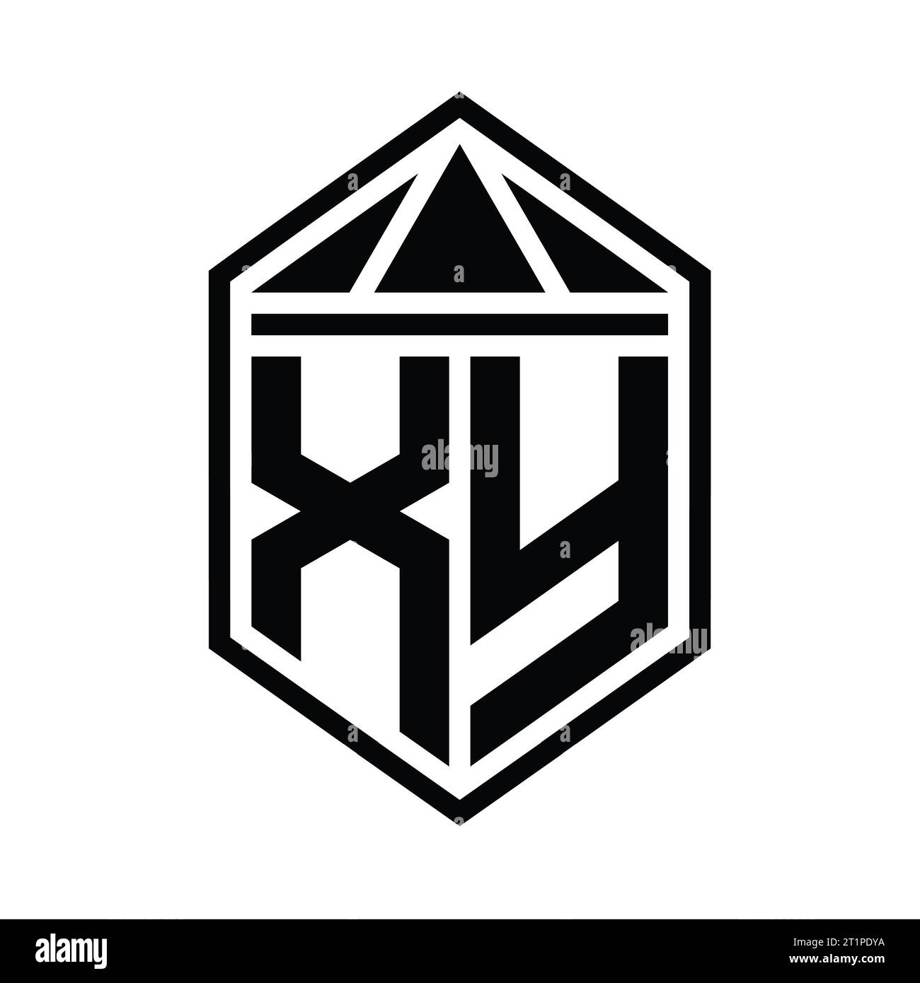 XY Letter Logo monogram simple hexagon shield shape with triangle crown isolated style design ...