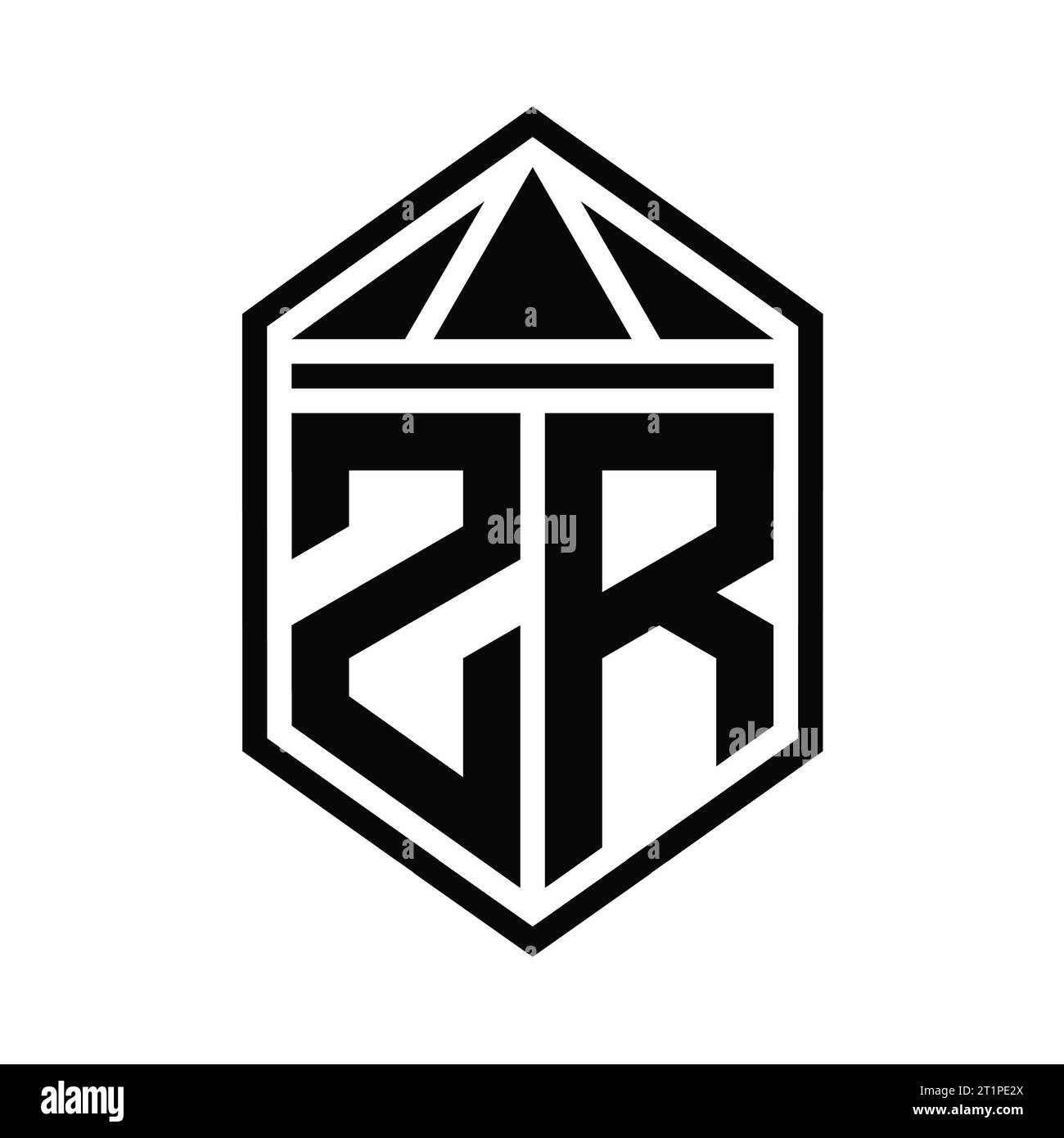 ZR Letter Logo monogram simple hexagon shield shape with triangle crown ... ZR Letter Logo monogram simple hexagon shield shape with triangle crown ...