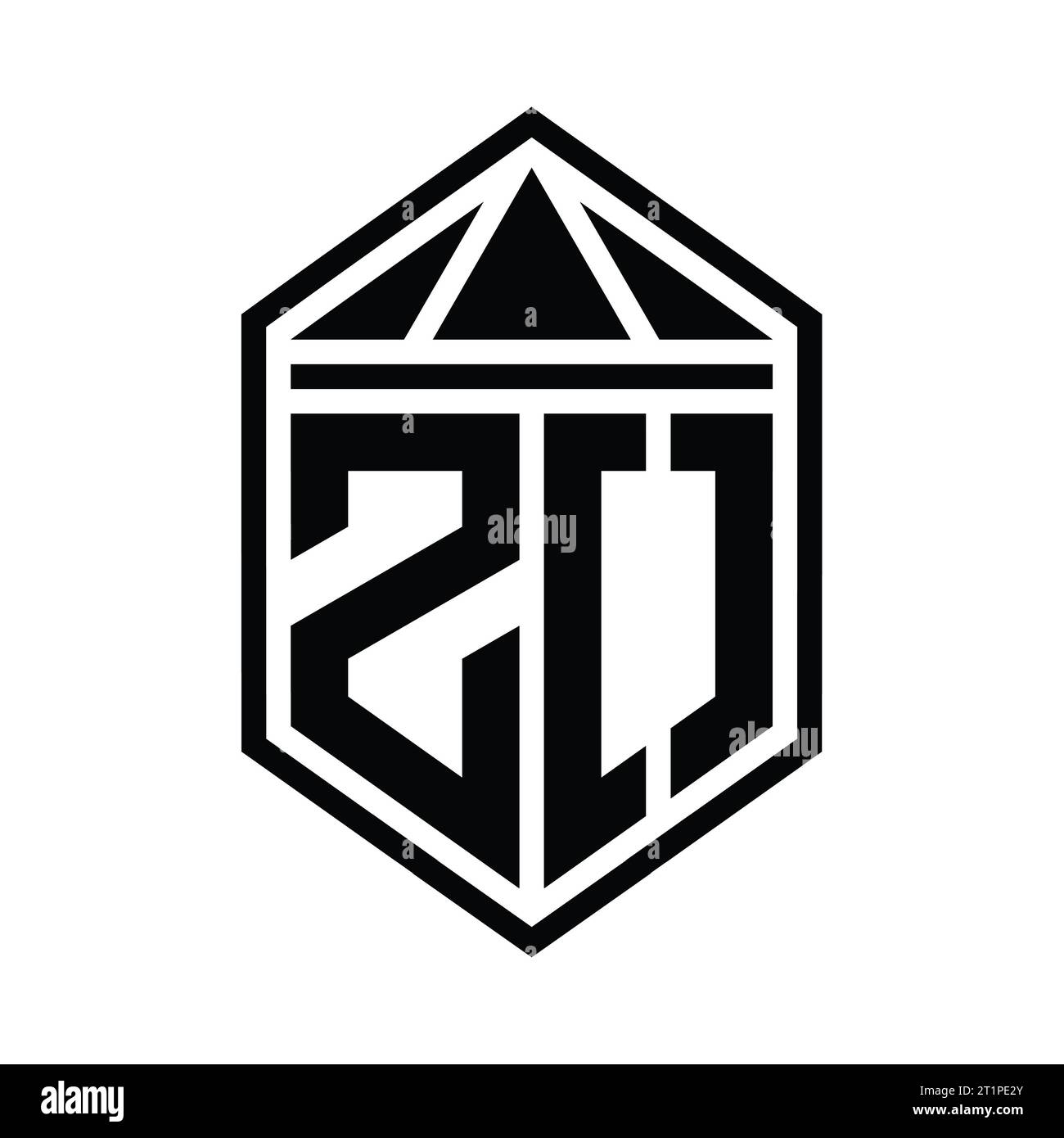 ZO Letter Logo monogram simple hexagon shield shape with triangle crown isolated style design ...