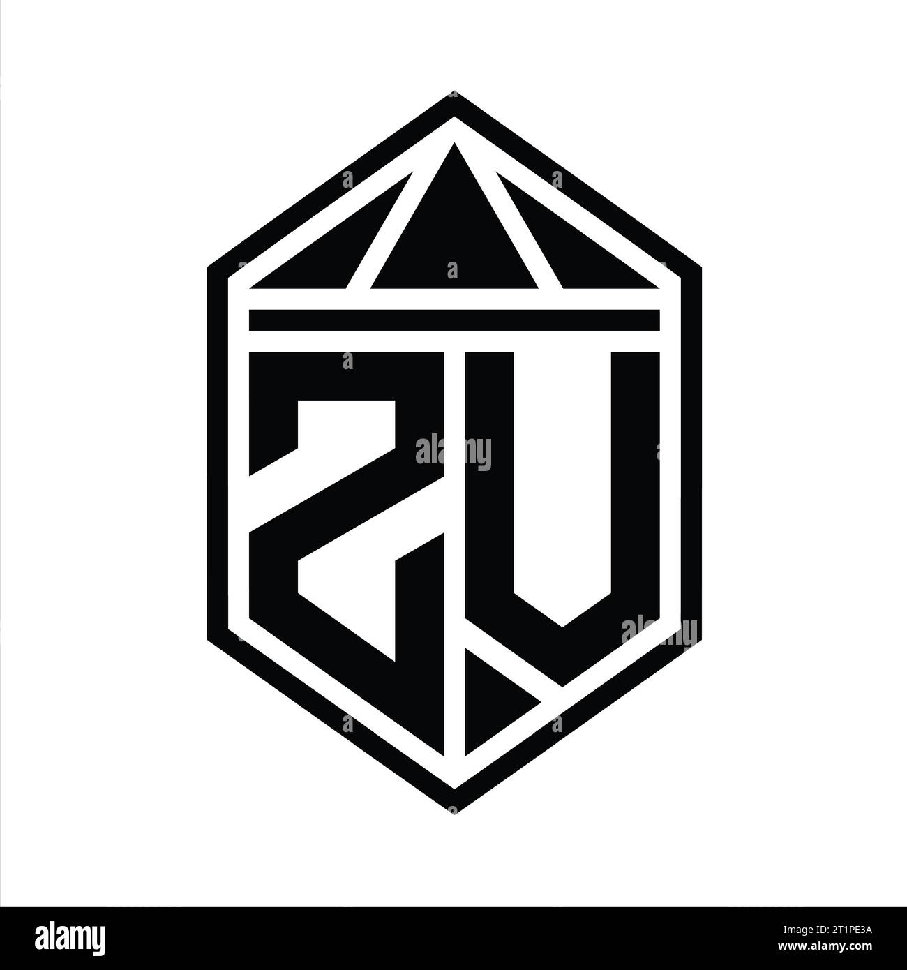 ZV Letter Logo monogram simple hexagon shield shape with triangle crown isolated style design ...