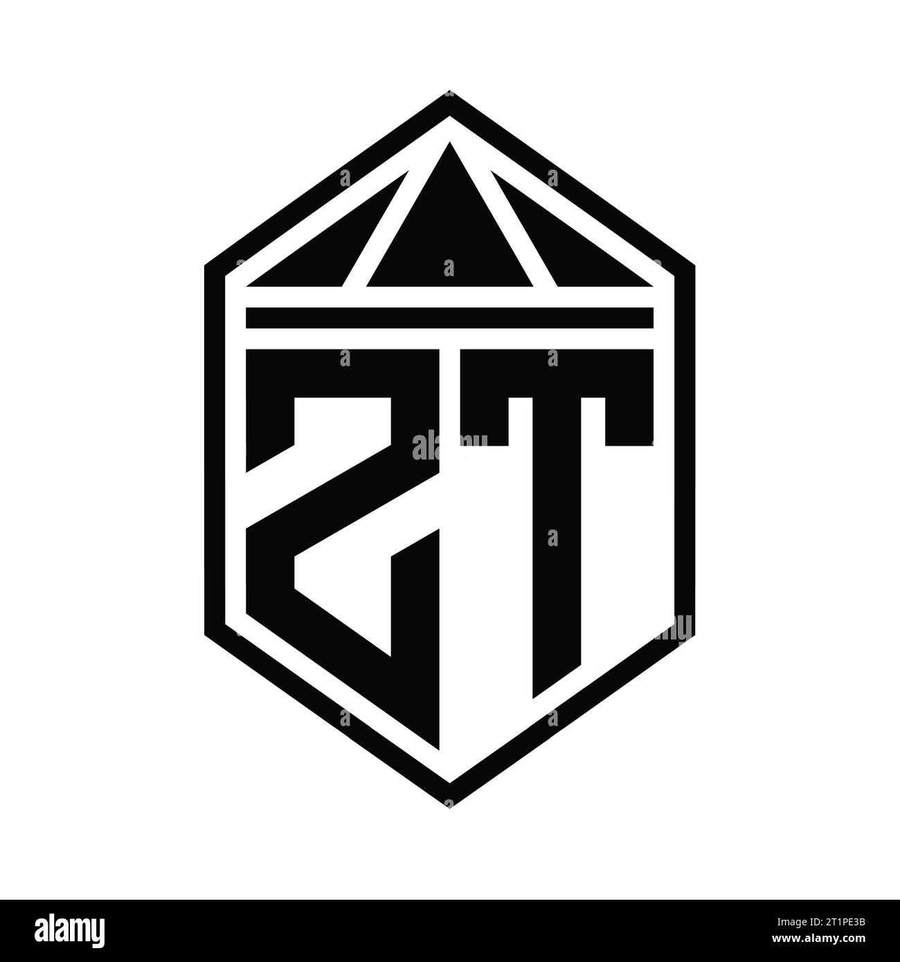 ZT Letter Logo monogram simple hexagon shield shape with triangle crown ... ZT Letter Logo monogram simple hexagon shield shape with triangle crown ...