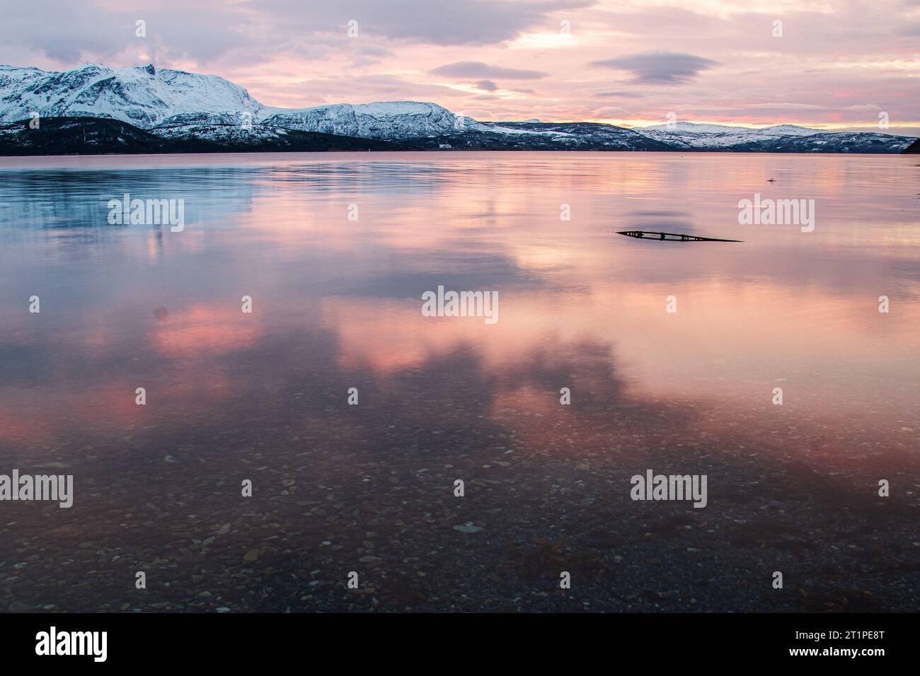 Golden Hour Sunset Along The Norwegian Fjord Stock Photo - Alamy