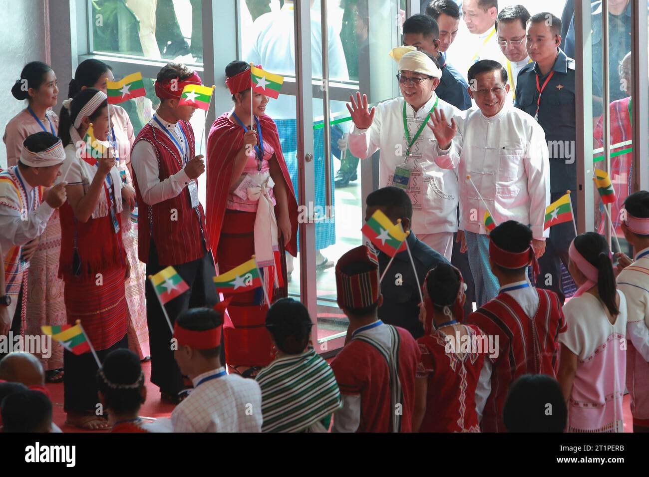 Senior Gen. Min Aung Hlaing, head of the military council, center right ...