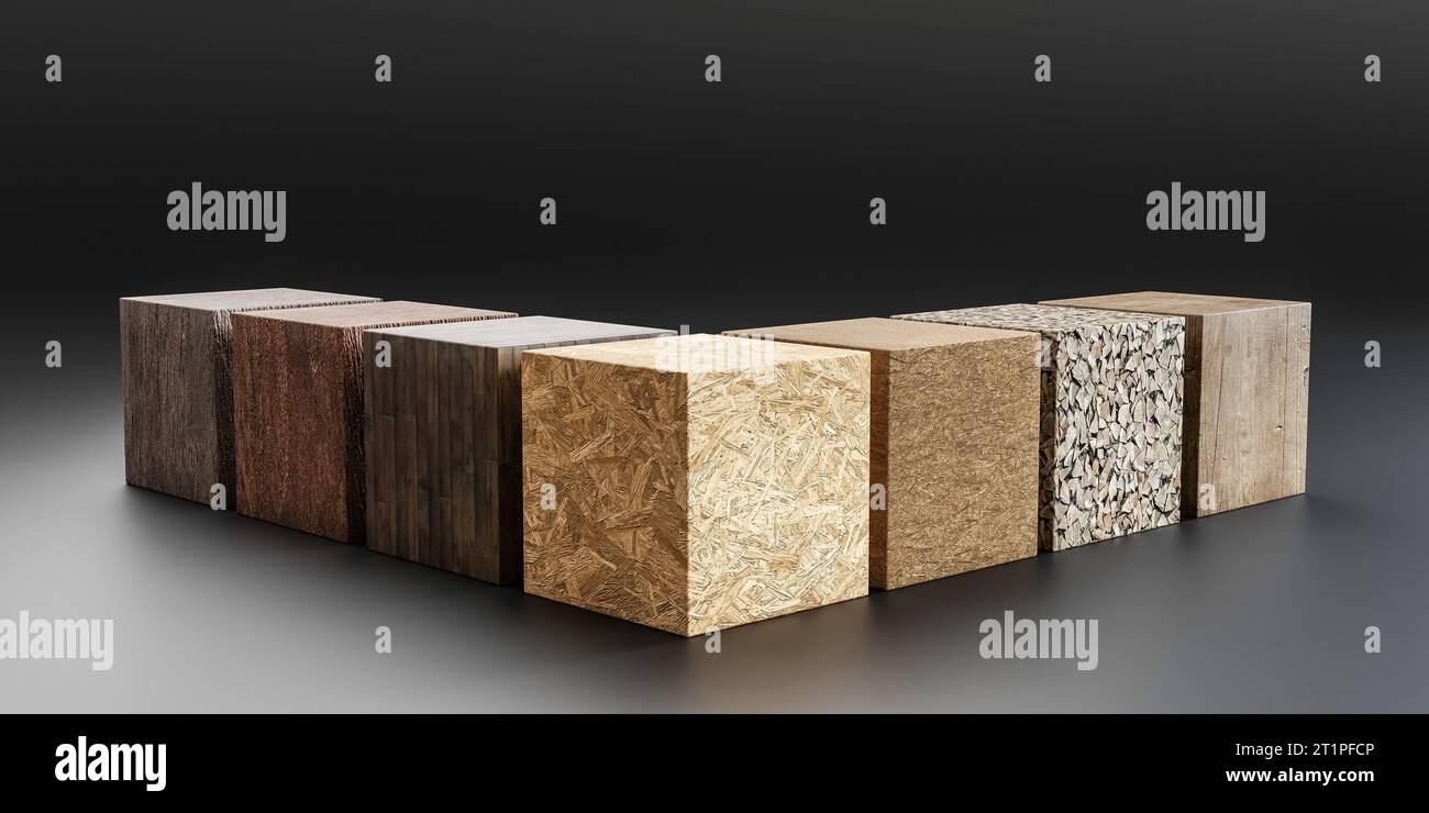 wooden sample cubes isolated on black background 3d illustration Stock ...