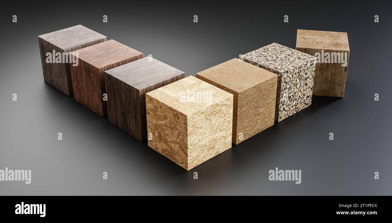wooden sample cubes isolated on black background 3d illustration Stock ...