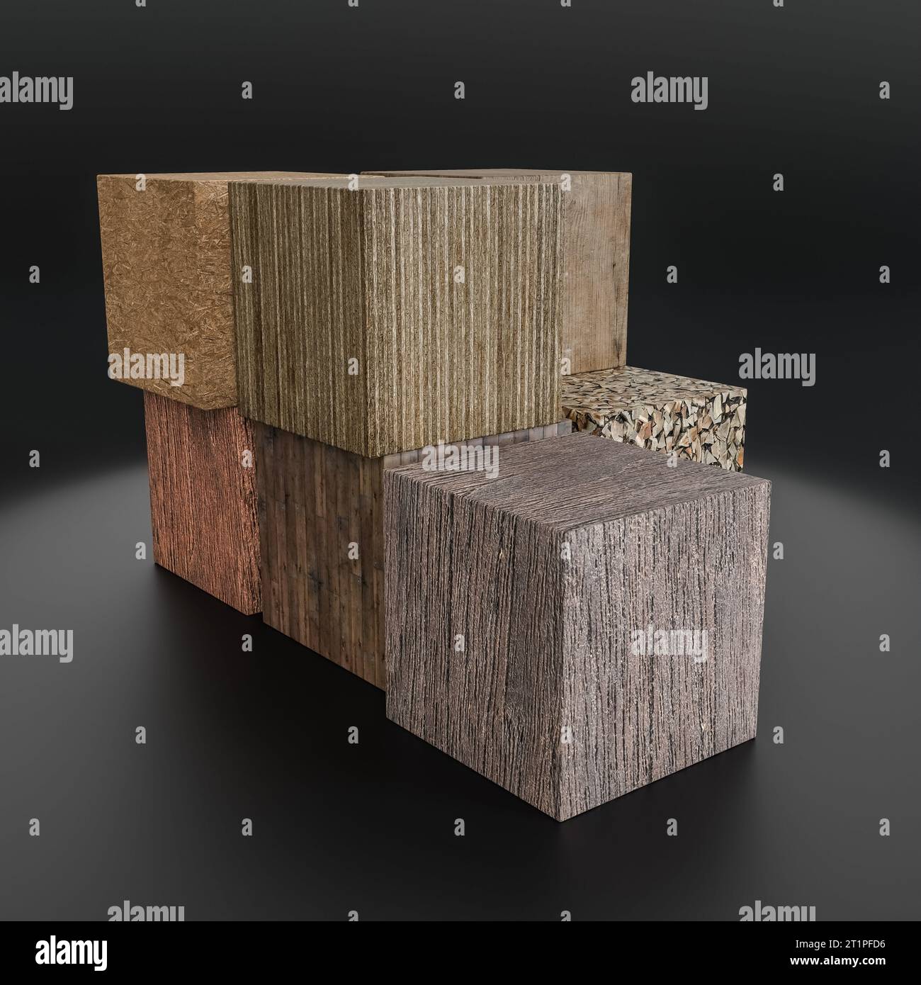 wooden sample cubes isolated on black background 3d illustration Stock ...