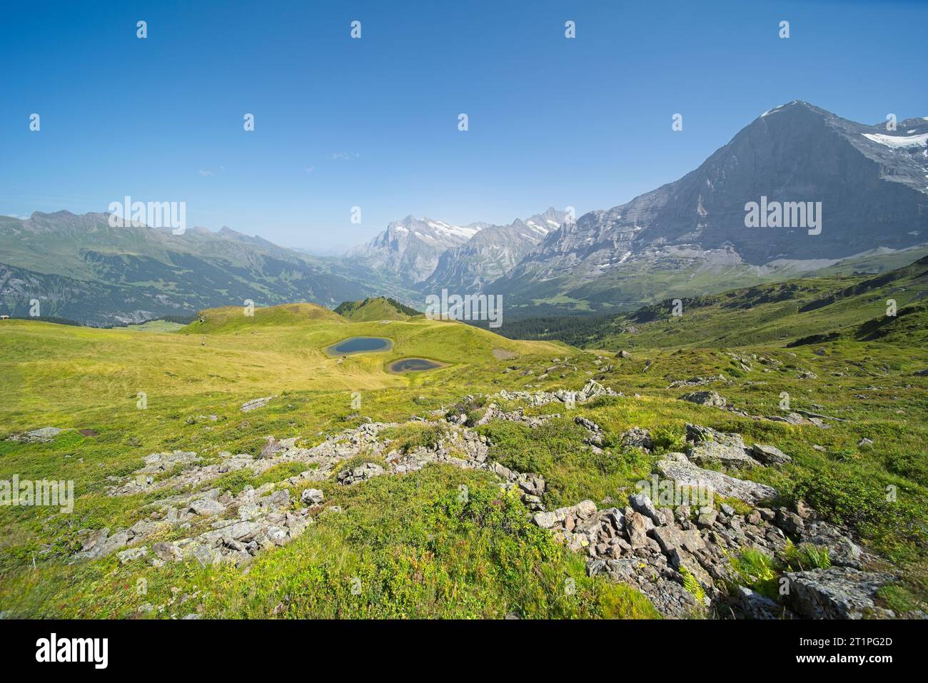 The Bernese Oberland in Switzerland, landscape from the hiking trail ...
