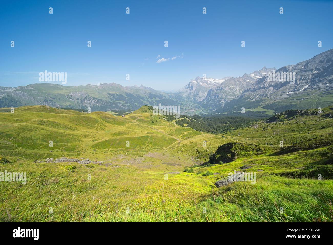 The Bernese Oberland in Switzerland, landscape from the hiking trail ...