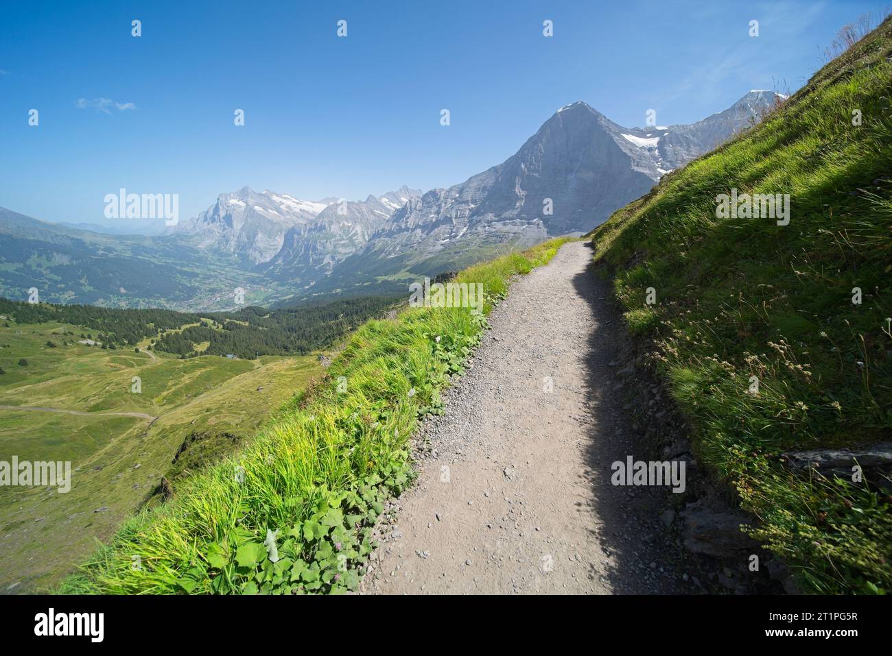 The Bernese Oberland in Switzerland, landscape from the hiking trail ...