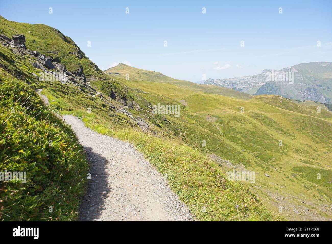 The Bernese Oberland in Switzerland, landscape from the hiking trail ...