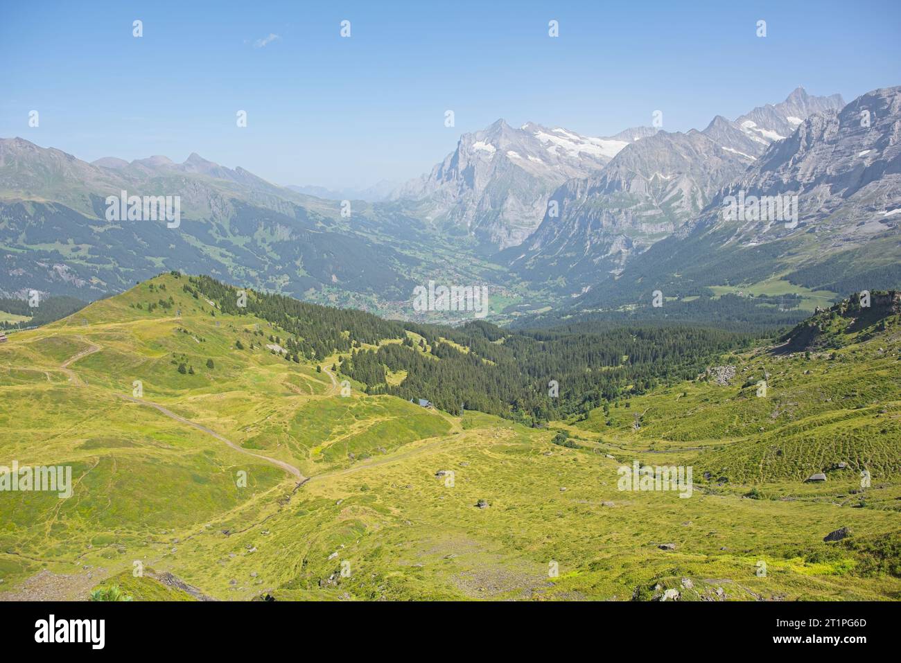 The Bernese Oberland in Switzerland, landscape from the hiking trail ...