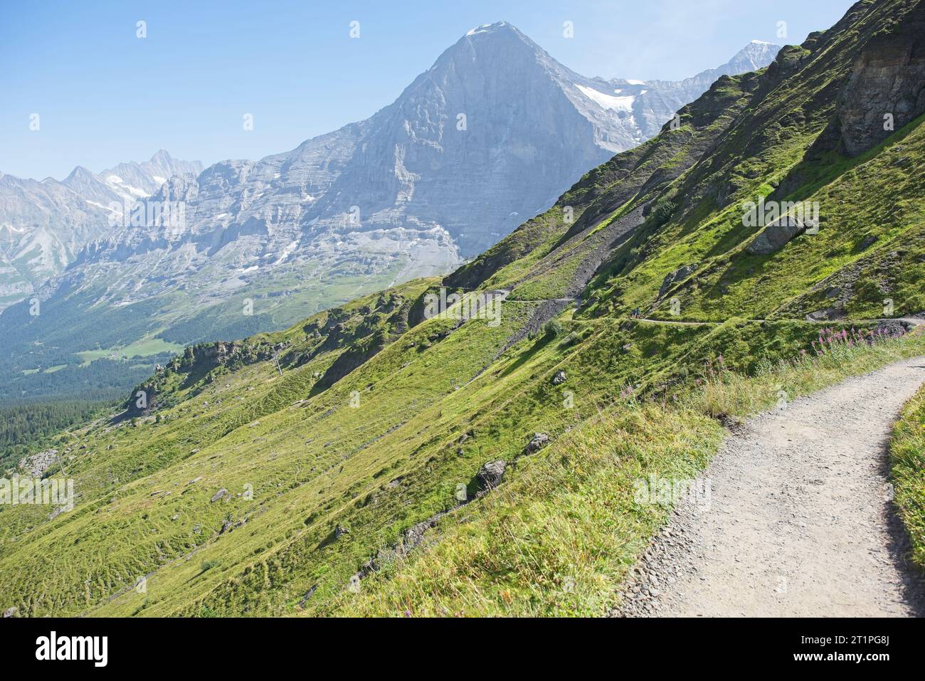 The Bernese Oberland in Switzerland, landscape from the hiking trail ...
