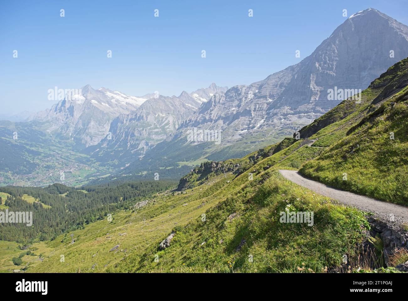 The Bernese Oberland in Switzerland, landscape from the hiking trail ...