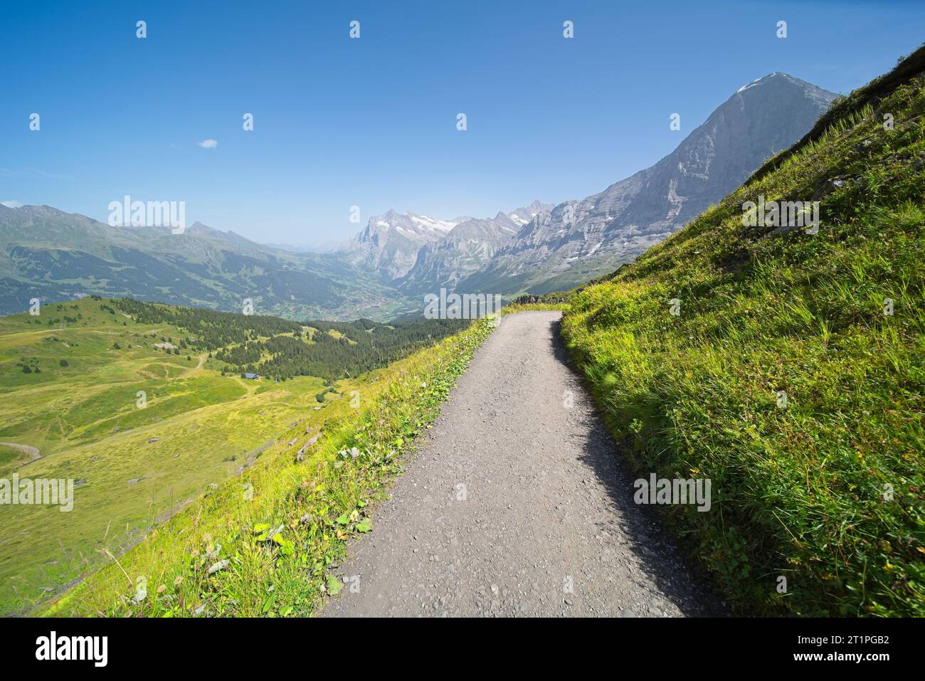 The Bernese Oberland in Switzerland, landscape from the hiking trail ...