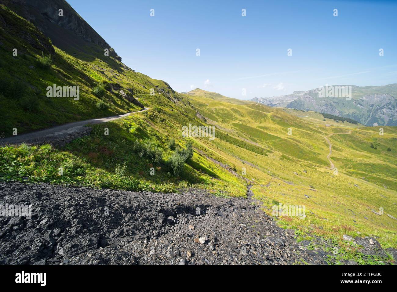 The Bernese Oberland in Switzerland, landscape from the hiking trail ...