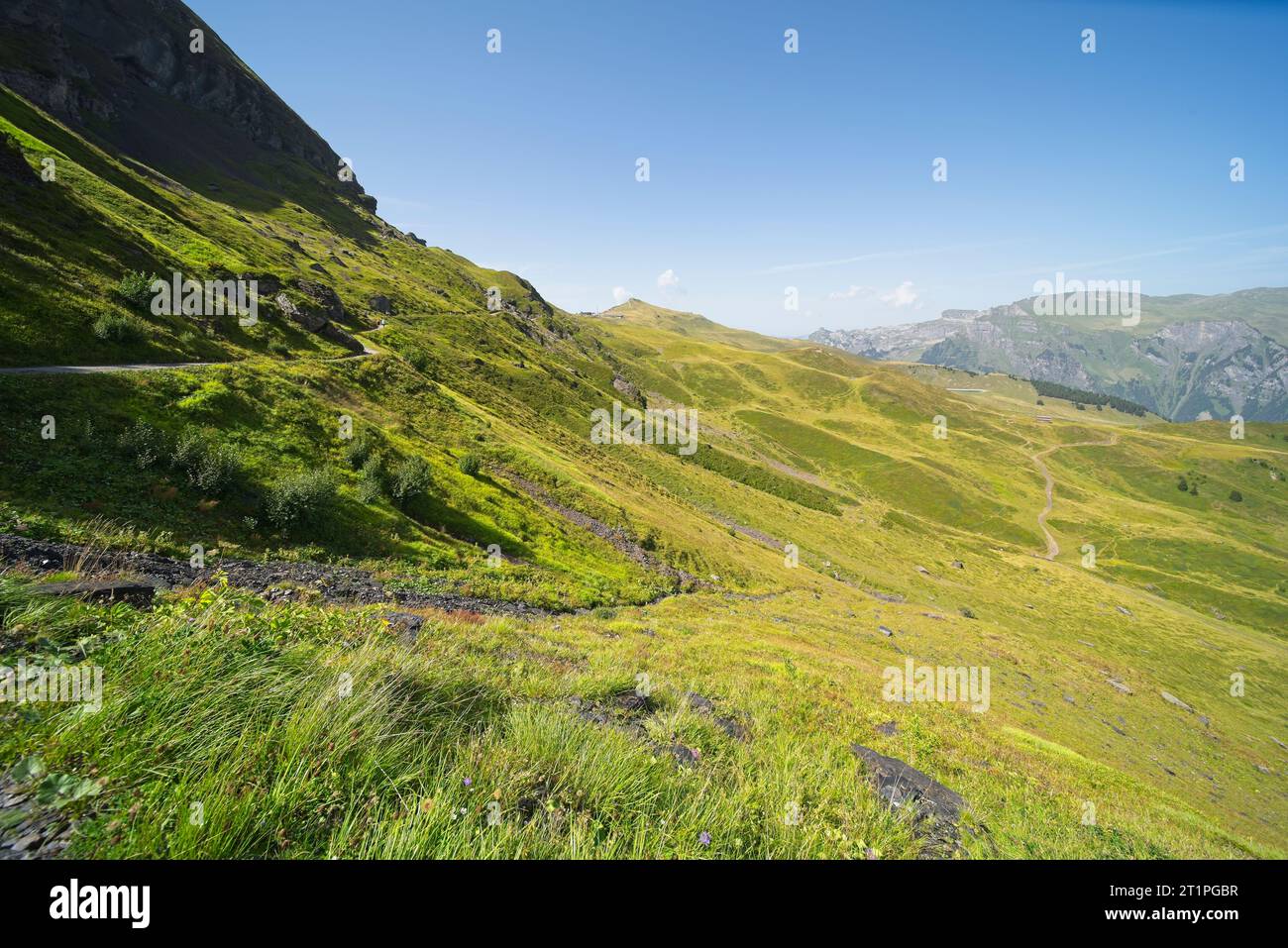 The Bernese Oberland in Switzerland, landscape from the hiking trail ...