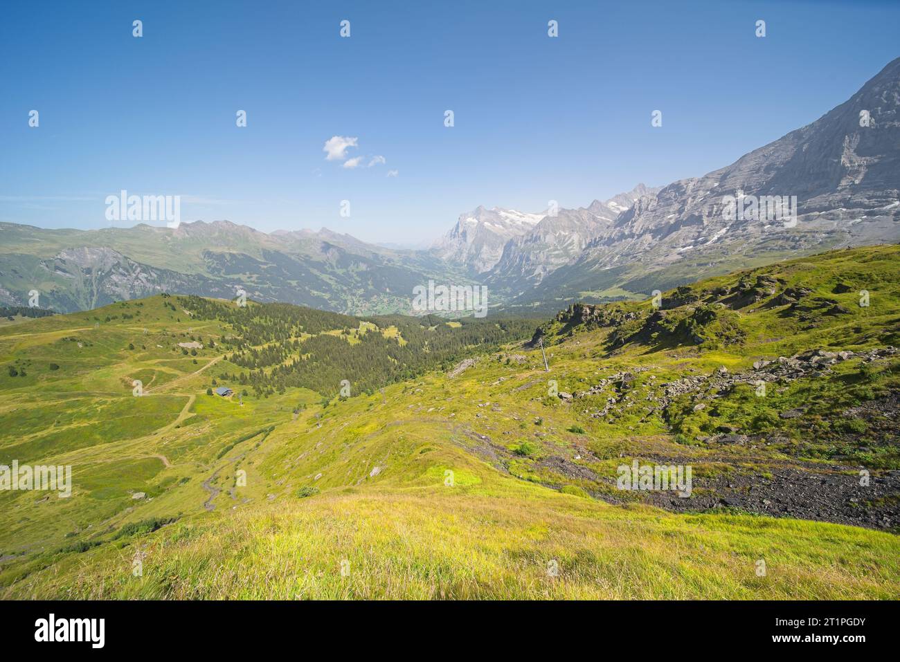 The Bernese Oberland in Switzerland, landscape from the hiking trail ...
