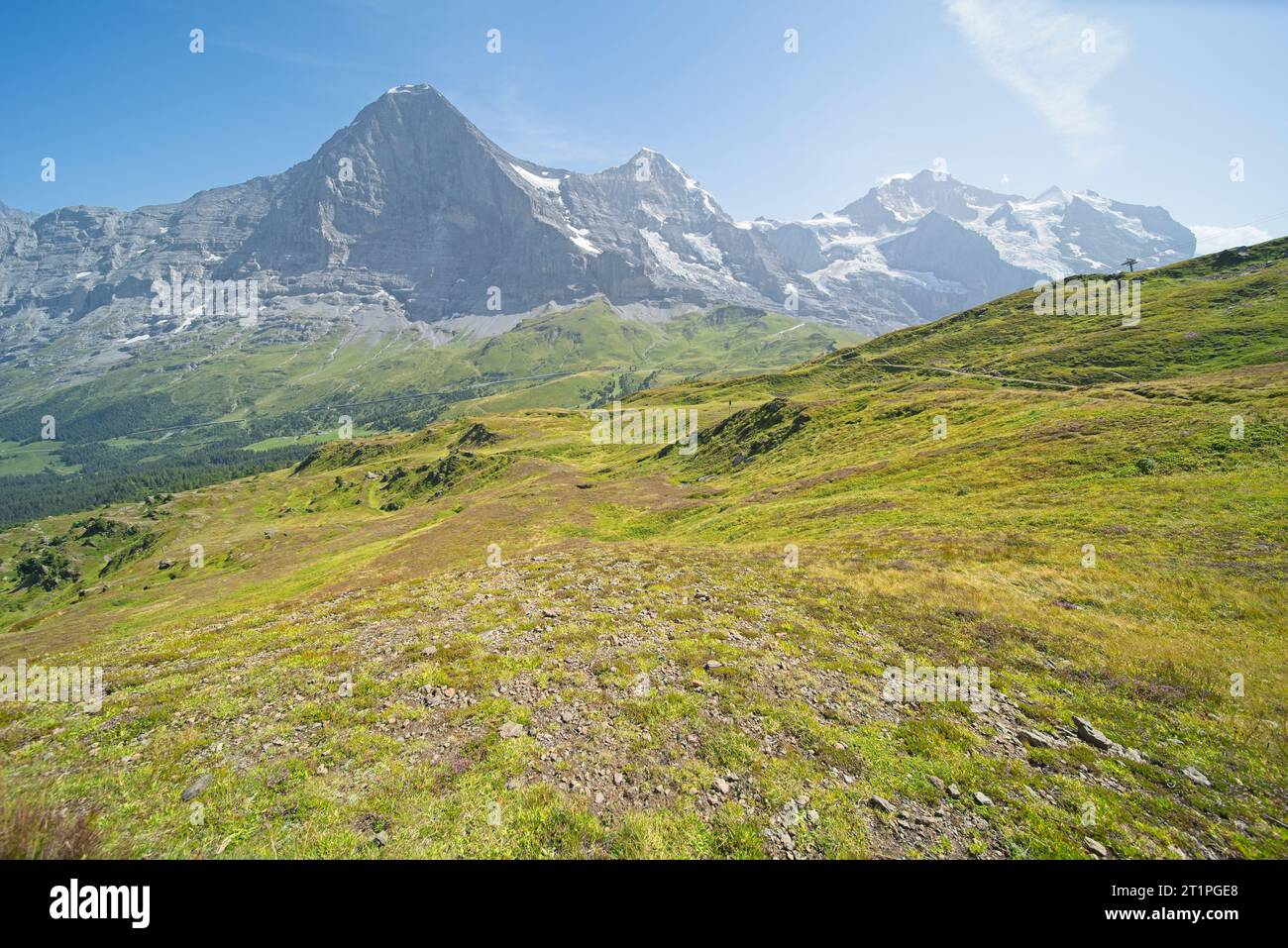 The Bernese Oberland in Switzerland, landscape from the hiking trail ...