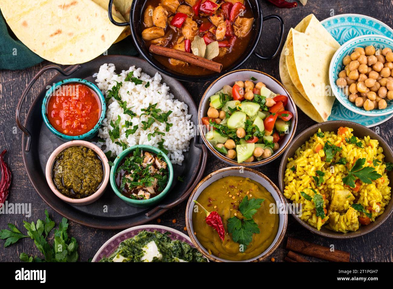 Assorted of traditional Indian food Stock Photo - Alamy