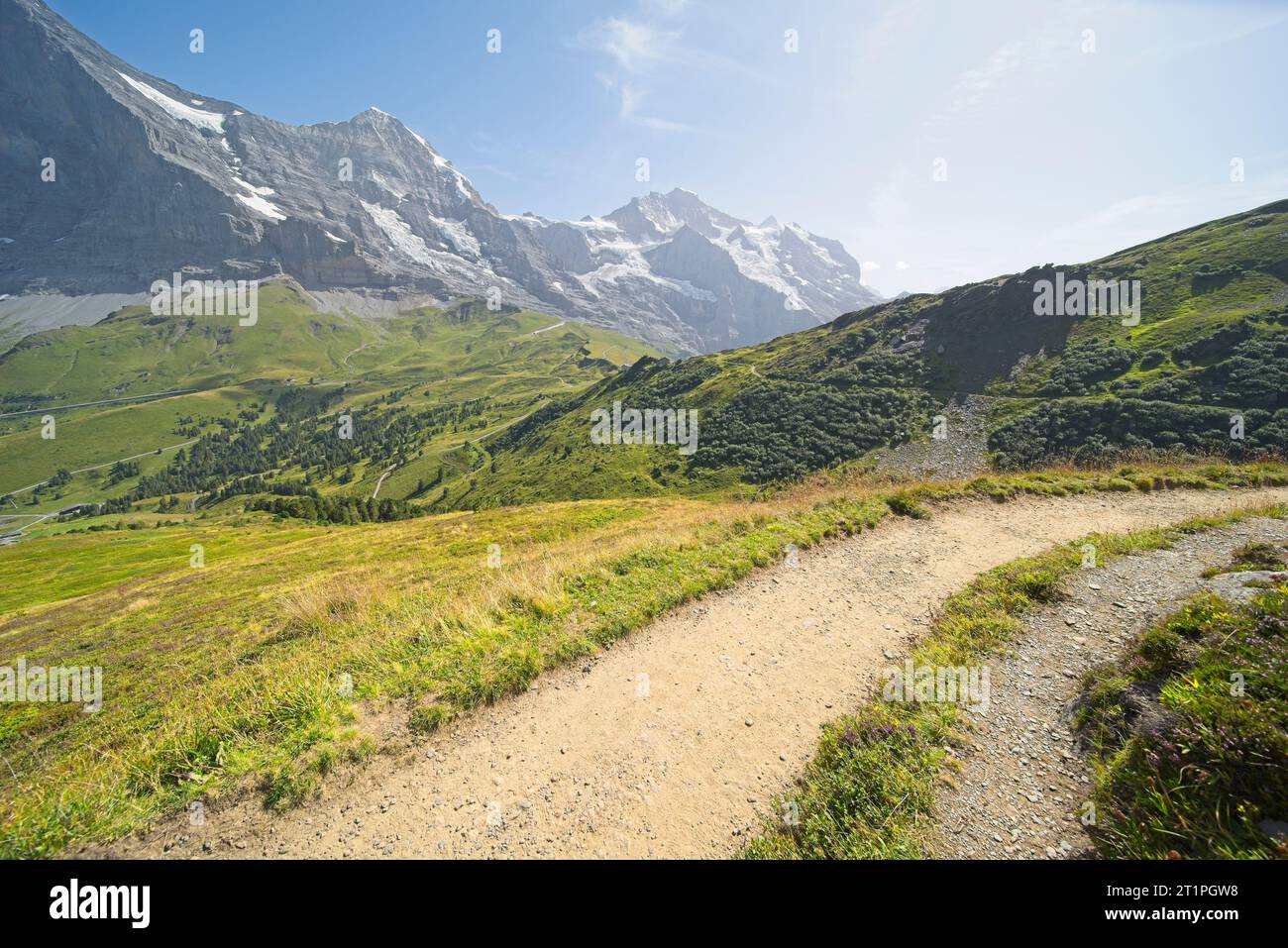 The Bernese Oberland in Switzerland, landscape from the hiking trail ...