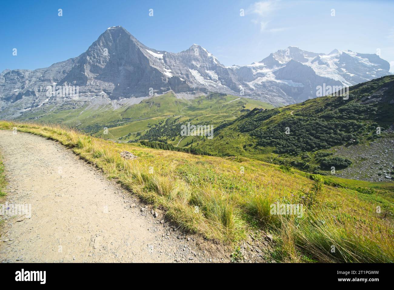 The Bernese Oberland in Switzerland, landscape from the hiking trail ...