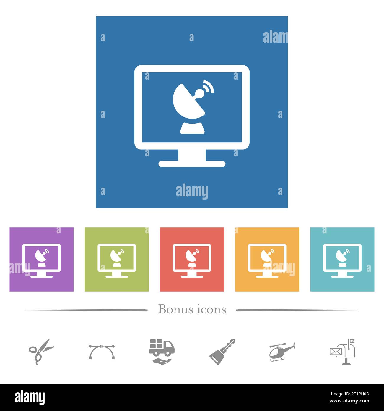 Remote desktop flat white icons in square backgrounds. 6 bonus icons ...