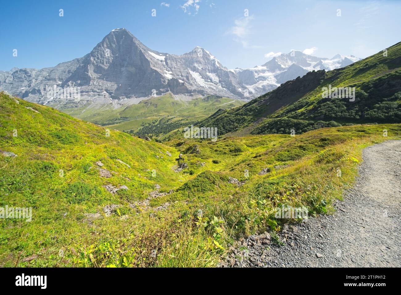 The Bernese Oberland in Switzerland, landscape from the hiking trail ...
