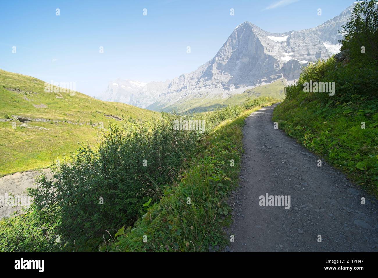 The Bernese Oberland in Switzerland, landscape from the hiking trail ...