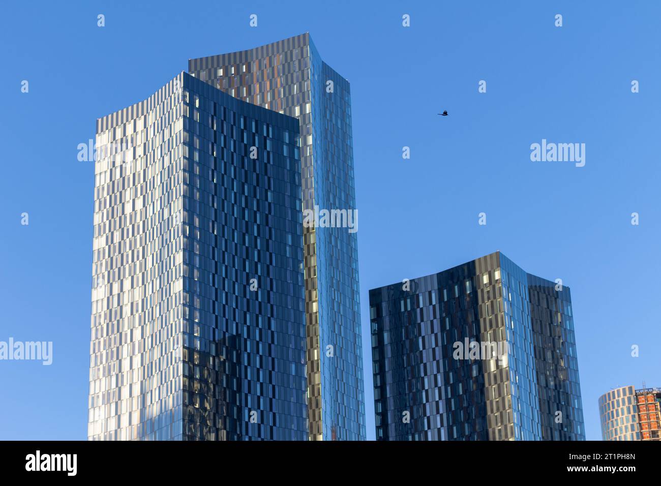 The skyscrapers of Deansgate Square apartment complex pictured under a ...