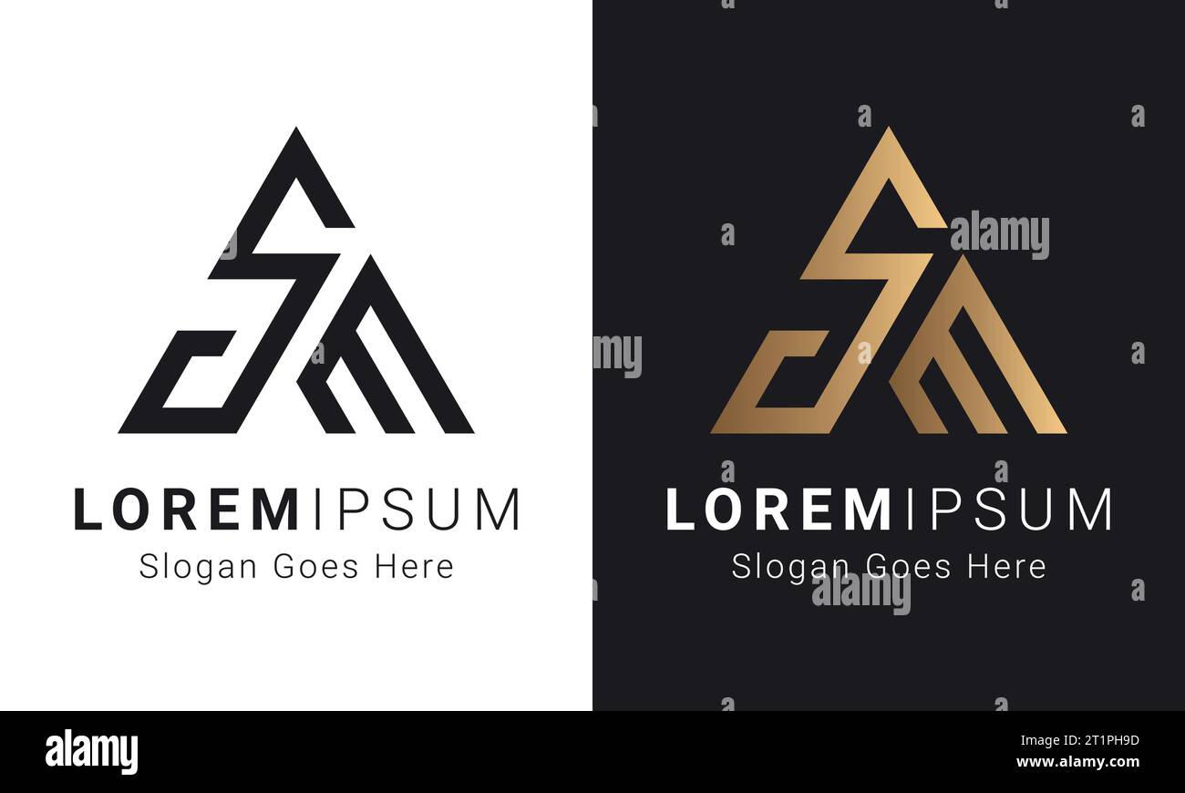 Luxury Initial SM or MS Monogram Text Letter Logo Design Stock Vector ...