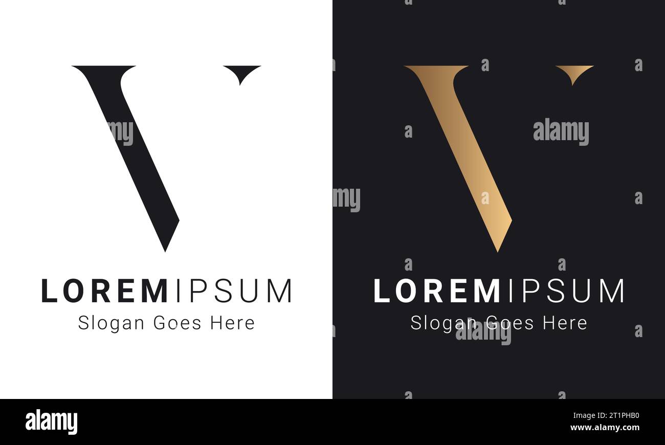 Luxury Initial V Monogram Text Letter Logo Design Stock Vector Image ...