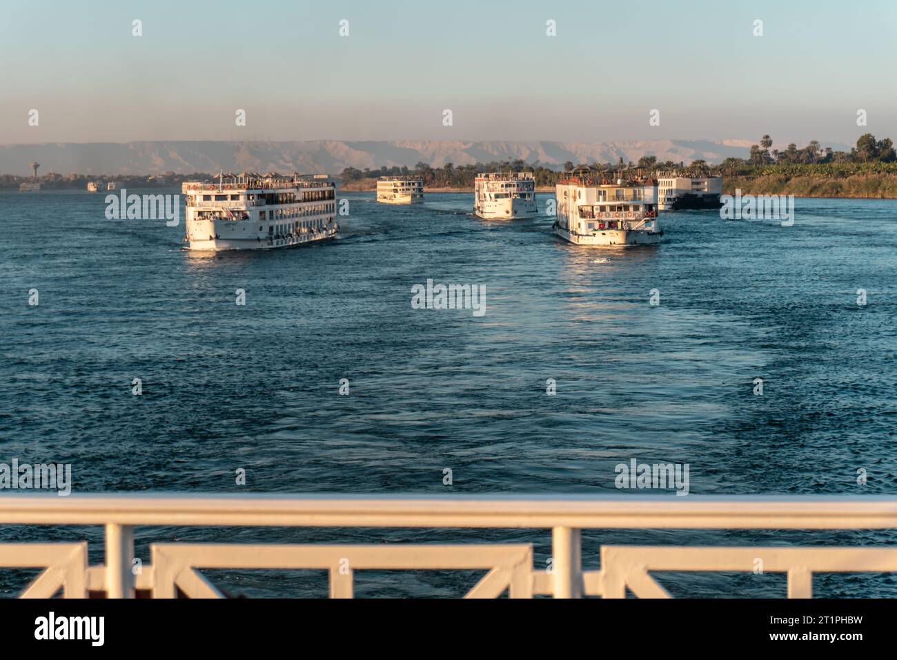 Nile river landscape with sightseeing boats Stock Photo - Alamy