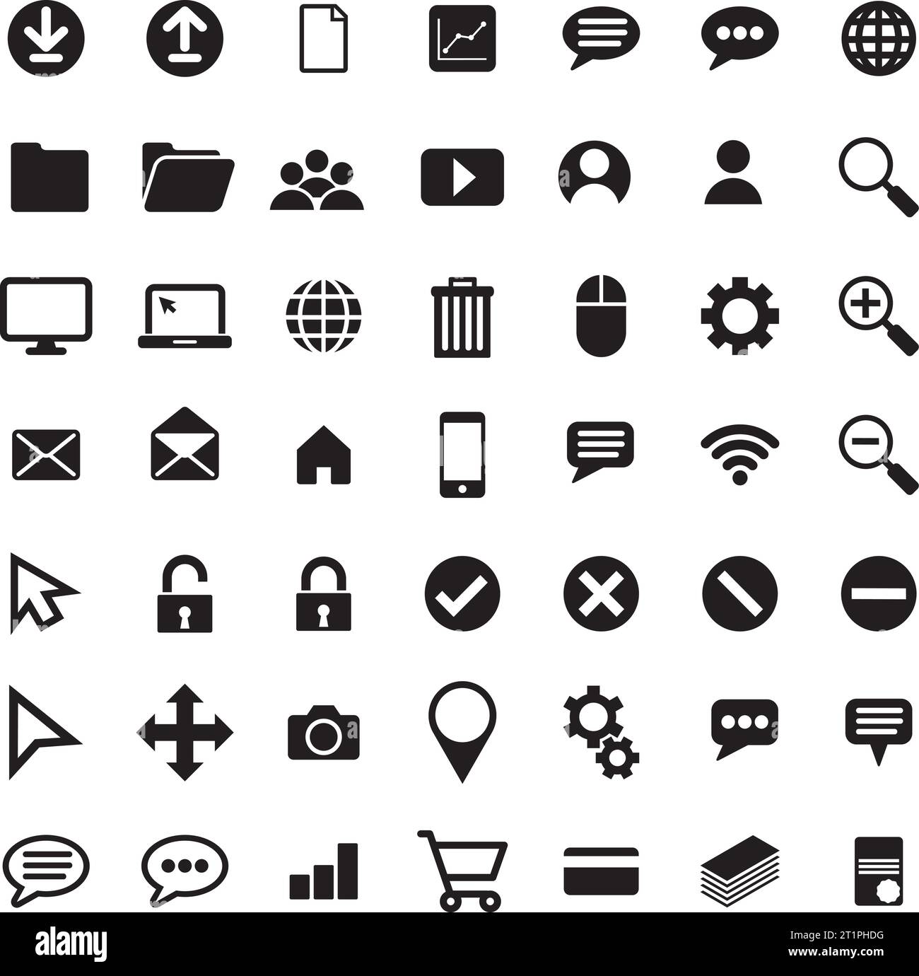 Collection of digital technology icons for print and digital ...