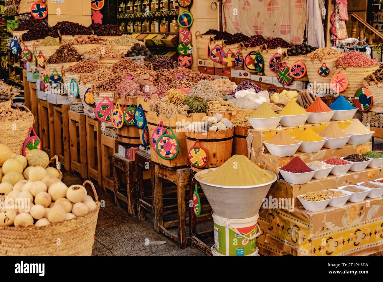 Colorful food and spices bazaar shop in Aswan Stock Photo - Alamy