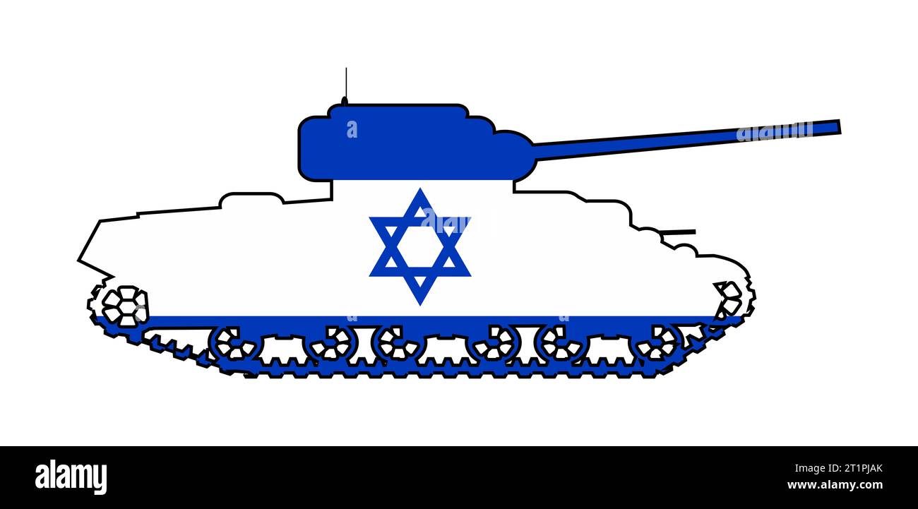 An outline silhouette of typical battle tank showing the Israel Star Of ...