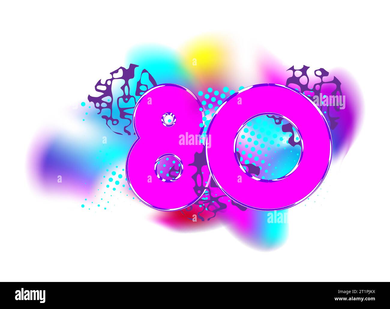 Colorful gradient halftone number 80. Celebrating anniversary logo ...