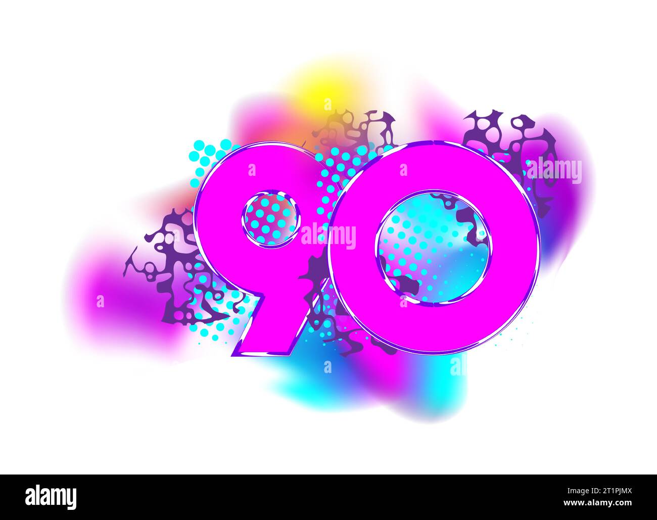 Colorful gradient halftone number 90. Celebrating anniversary logo ...