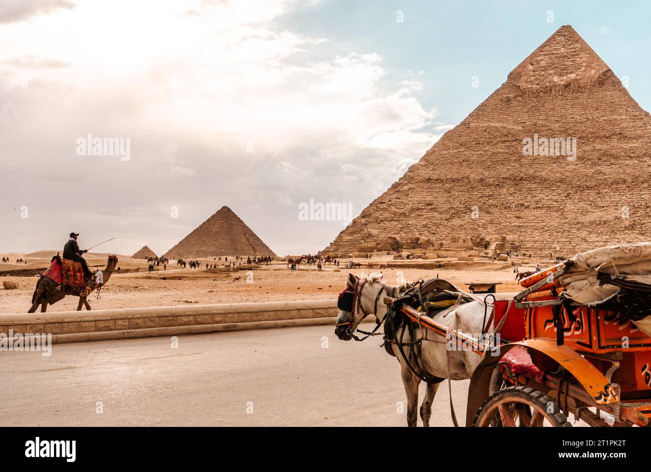 Cairo Egypt Dez 2022Tourists transport horse-drawn carriage at the ...