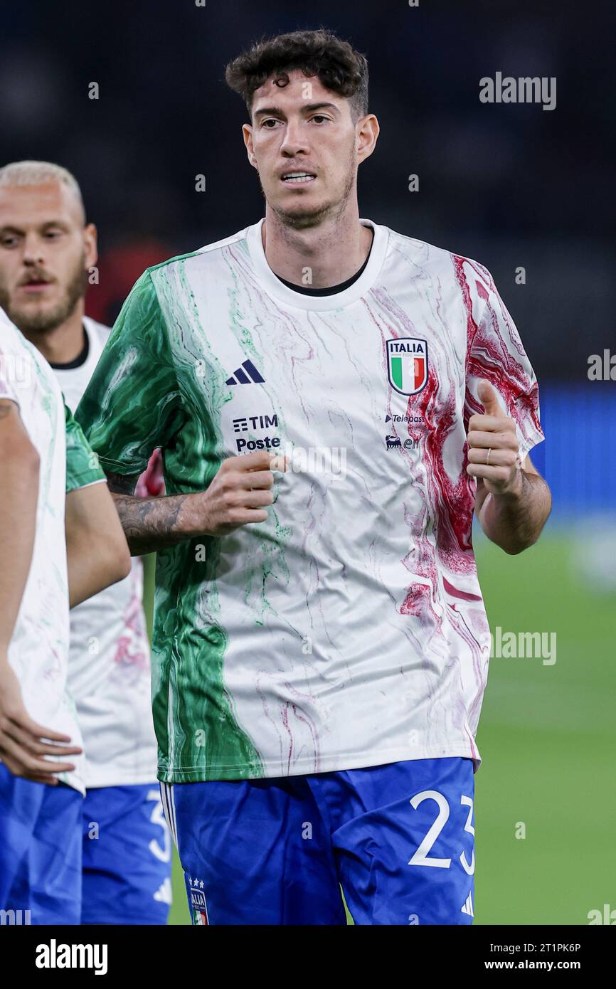 Italian's defender Alessandro Bastoni looks during the Euro 2024 ...