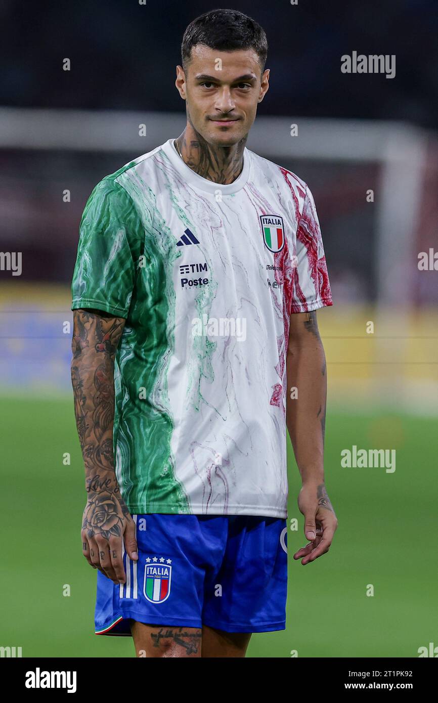 Italian's forward Gianluca Scamacca looks during the Euro 2024 ...